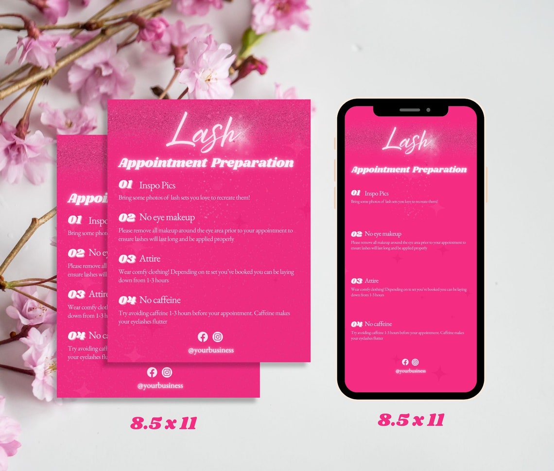 Lash Appointment Prep Card and Instagram Story, Digital Version, Downloadable, Prepare for Your ...