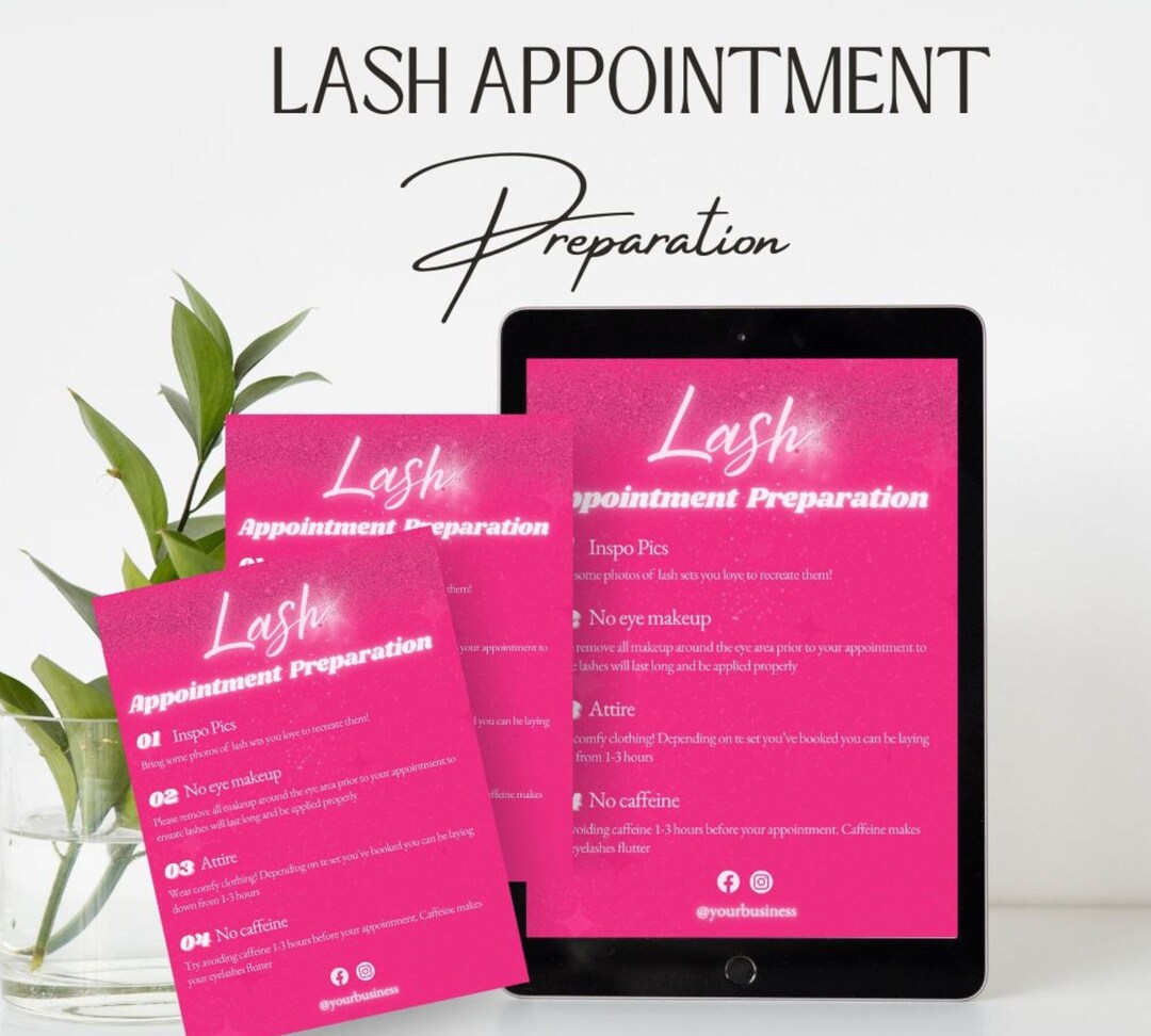 Lash Appointment Prep Card and Instagram Story, Digital Version ...