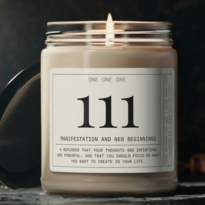 111 Angel Numbers Candle, Spiritual Gift for Her, Manifestation Candle ...