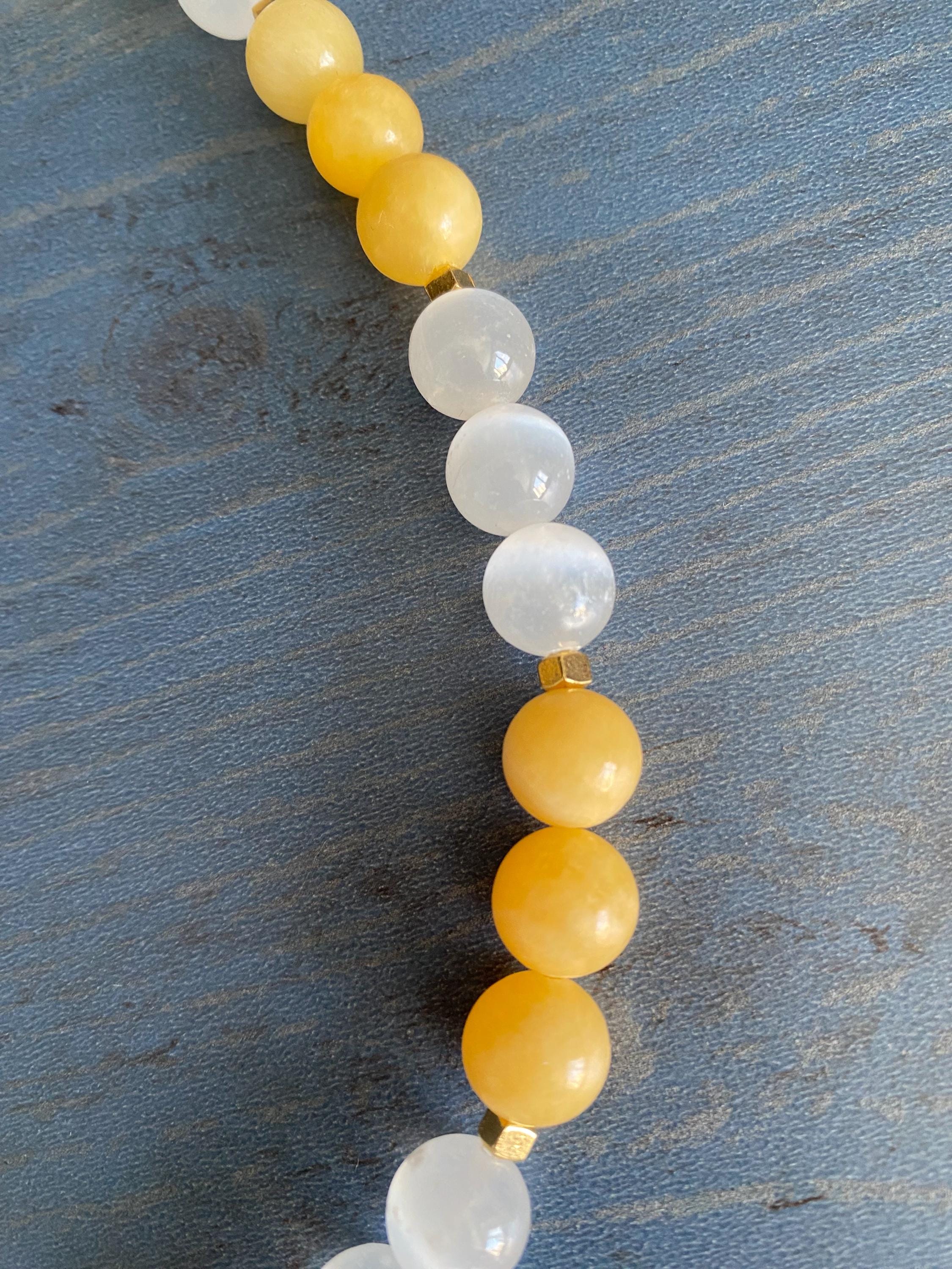 Yellow Calcite and Selenite Beaded Necklace: 14k Gold Plated,gemstone ...