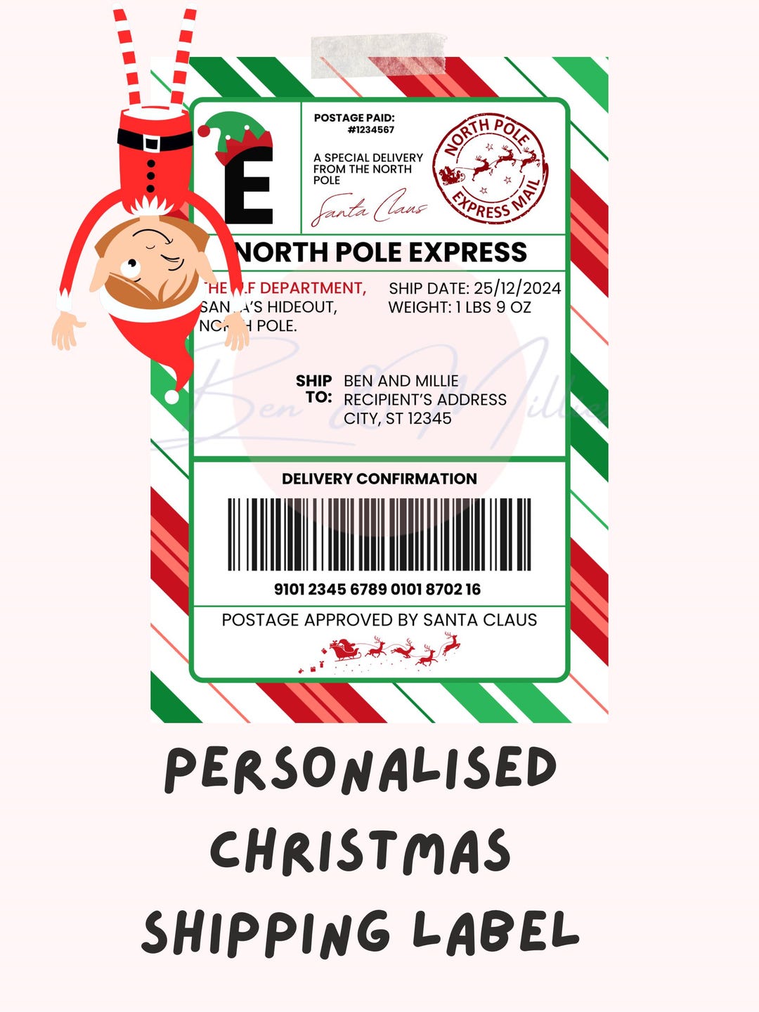 Christmas Shipping Label Template - DIY - Etsy