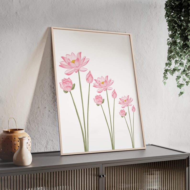 Framed Flower Wall Art, Flower Wall Decor, Pink Flower Decor, Bedroom ...