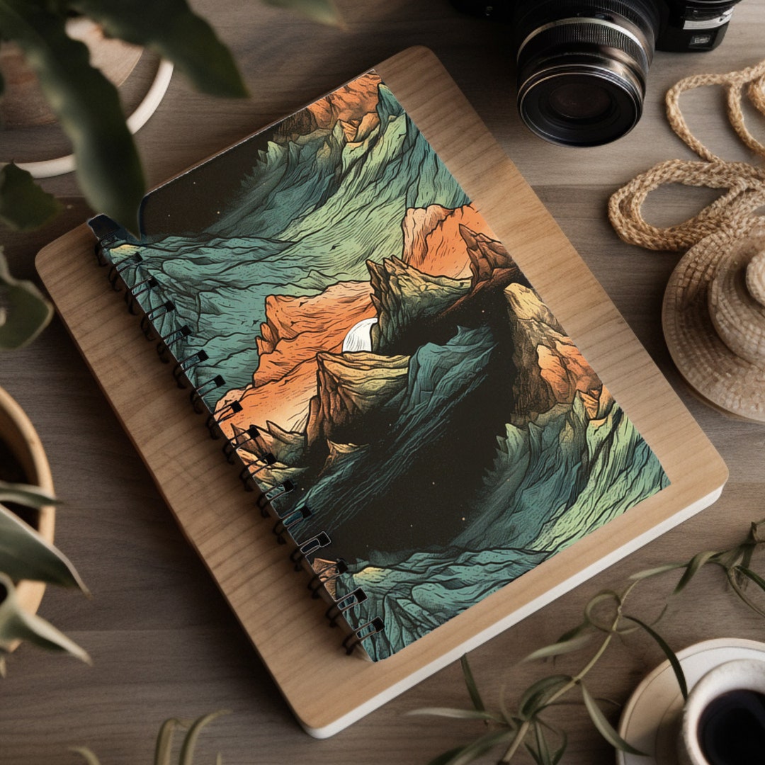 Celestial Moon Mountain Notebook, Nature Notebook, Outdoorsy Journal ...