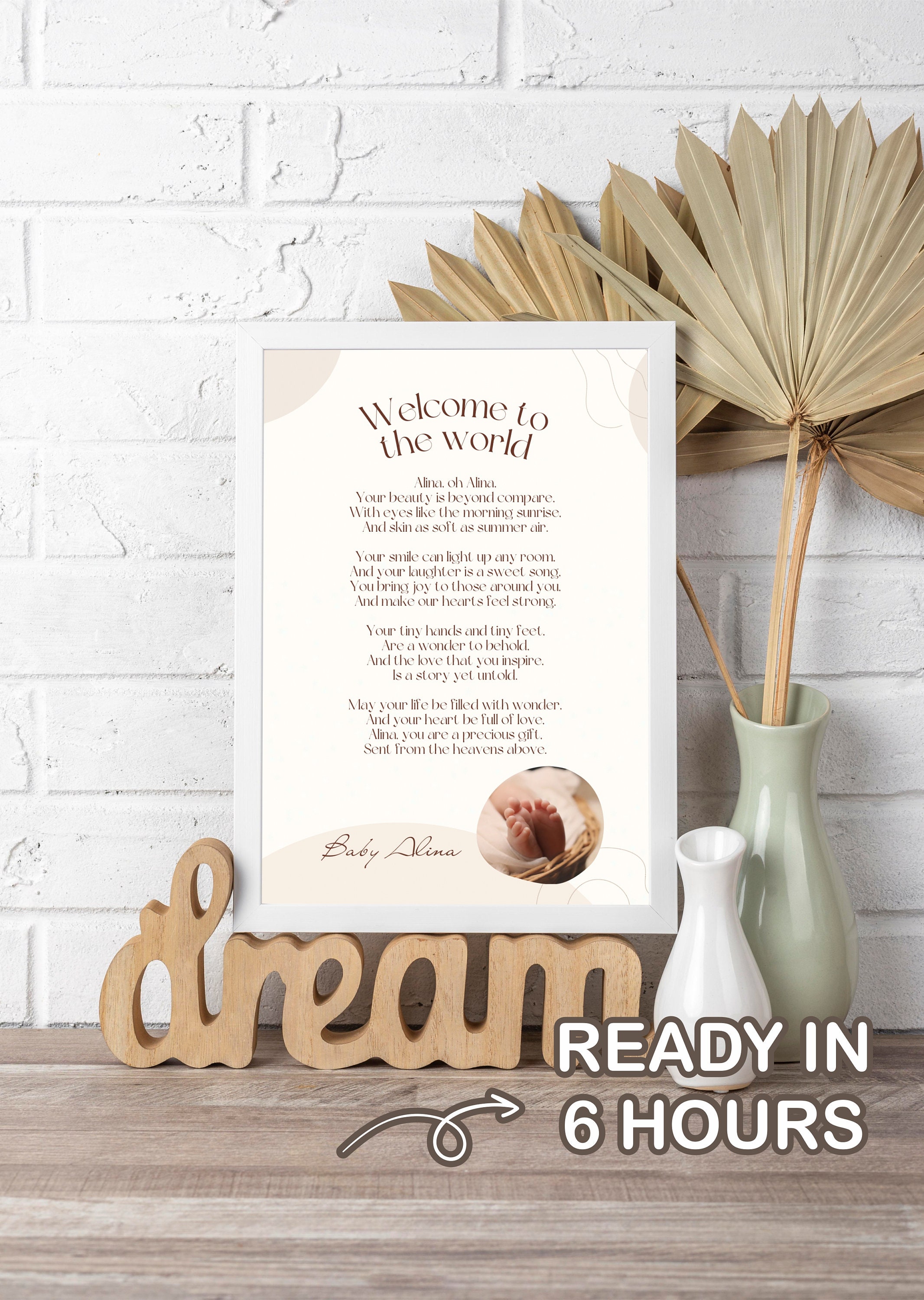 Custom Quote Print | Custom Poem | Baby Gift | Baby Frame | Printable ...