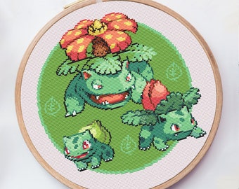 Pokémon Starters Generation 1 Evo Line Cross Stitch Pattern - Etsy