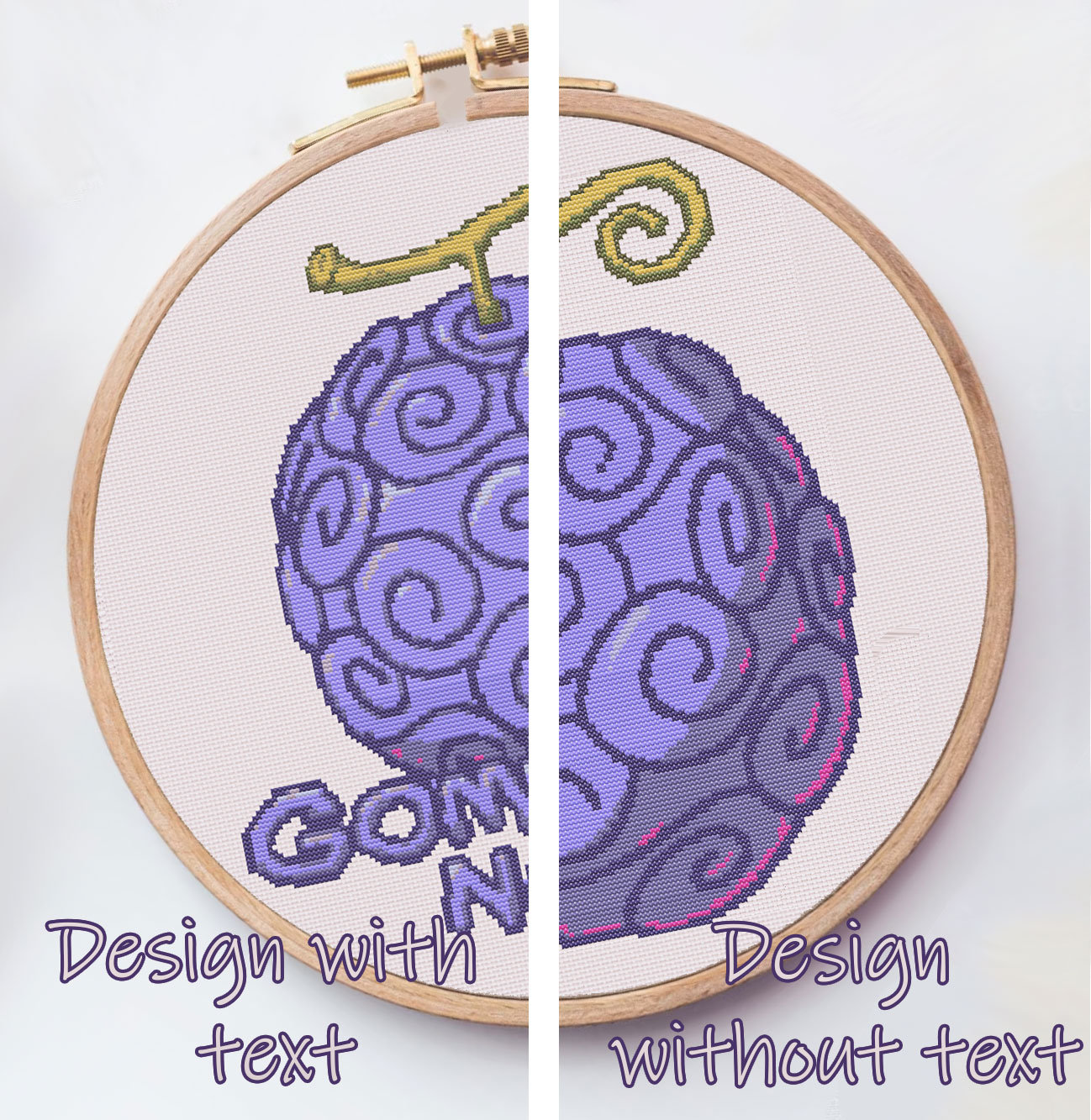 One Piece/gomu Gomu No Mi /2 Design Together/ Cross Stitch Pattern ...