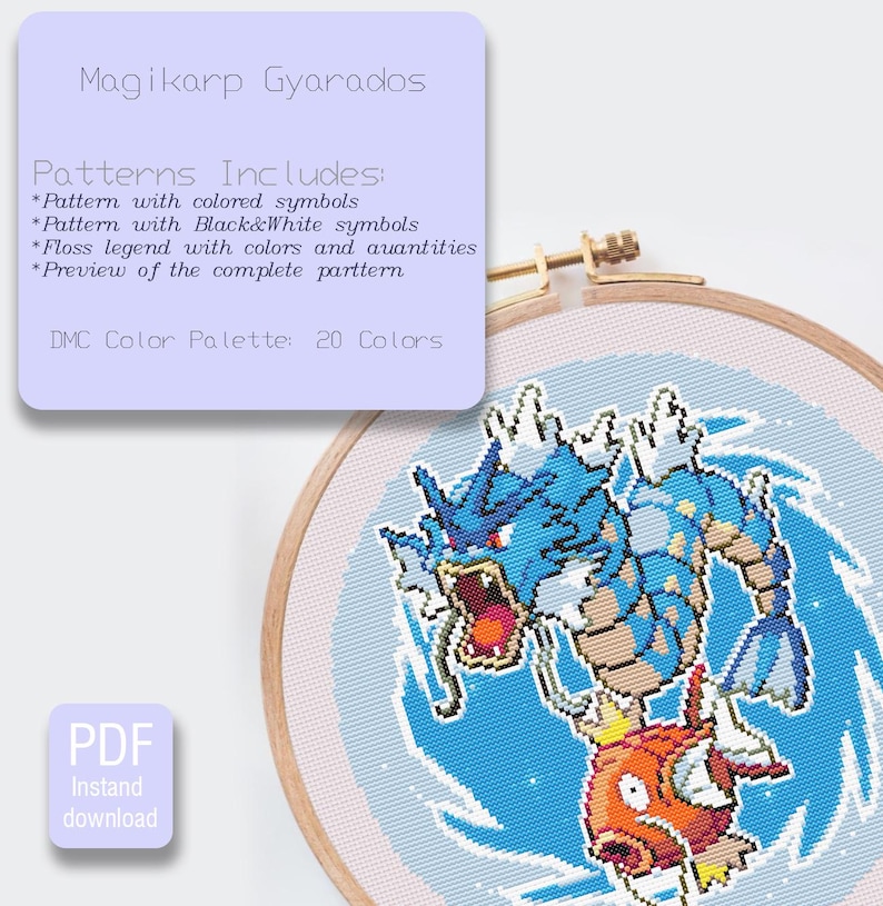 Magikarp&gyarados Cross Stitch Pattern - Etsy