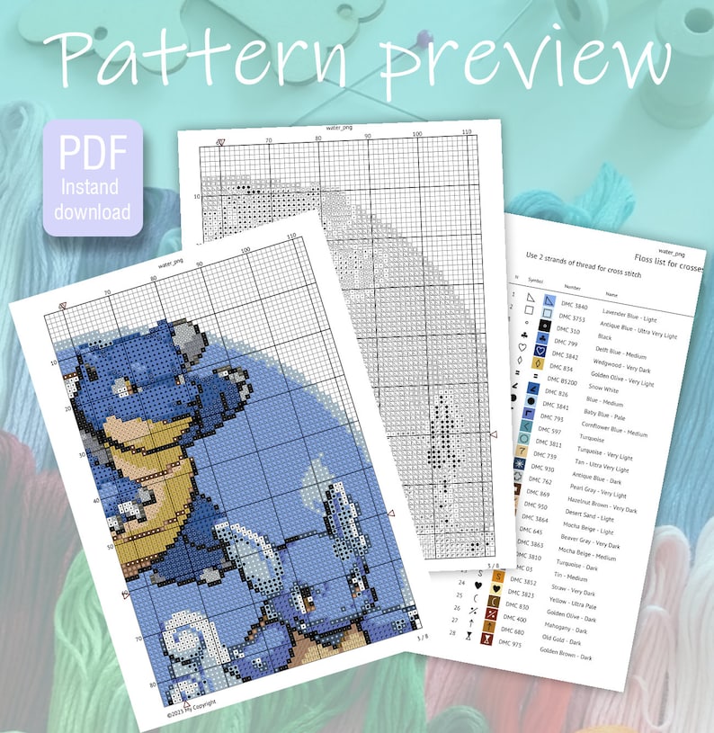 Pokémon Starters Generation 1 Evo Line Cross Stitch Pattern PDF - Etsy