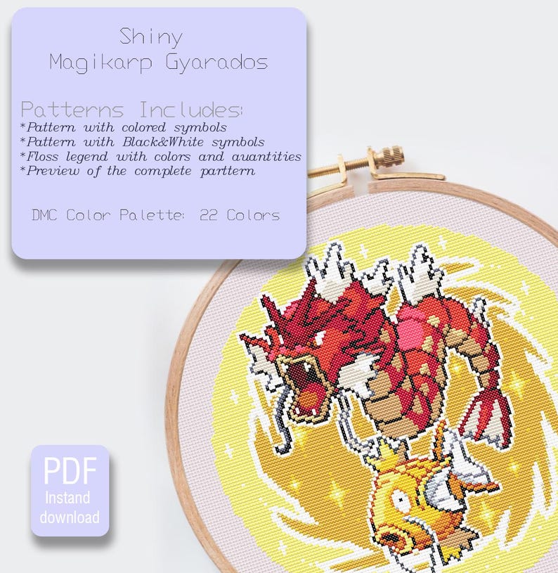 Magikarp&gyarados Cross Stitch Pattern - Etsy