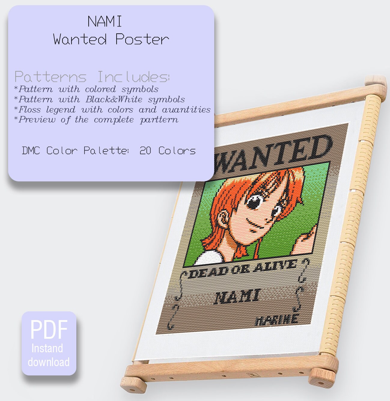 One Piece/ Nami Cross Stitch Pattern - PDF - Etsy