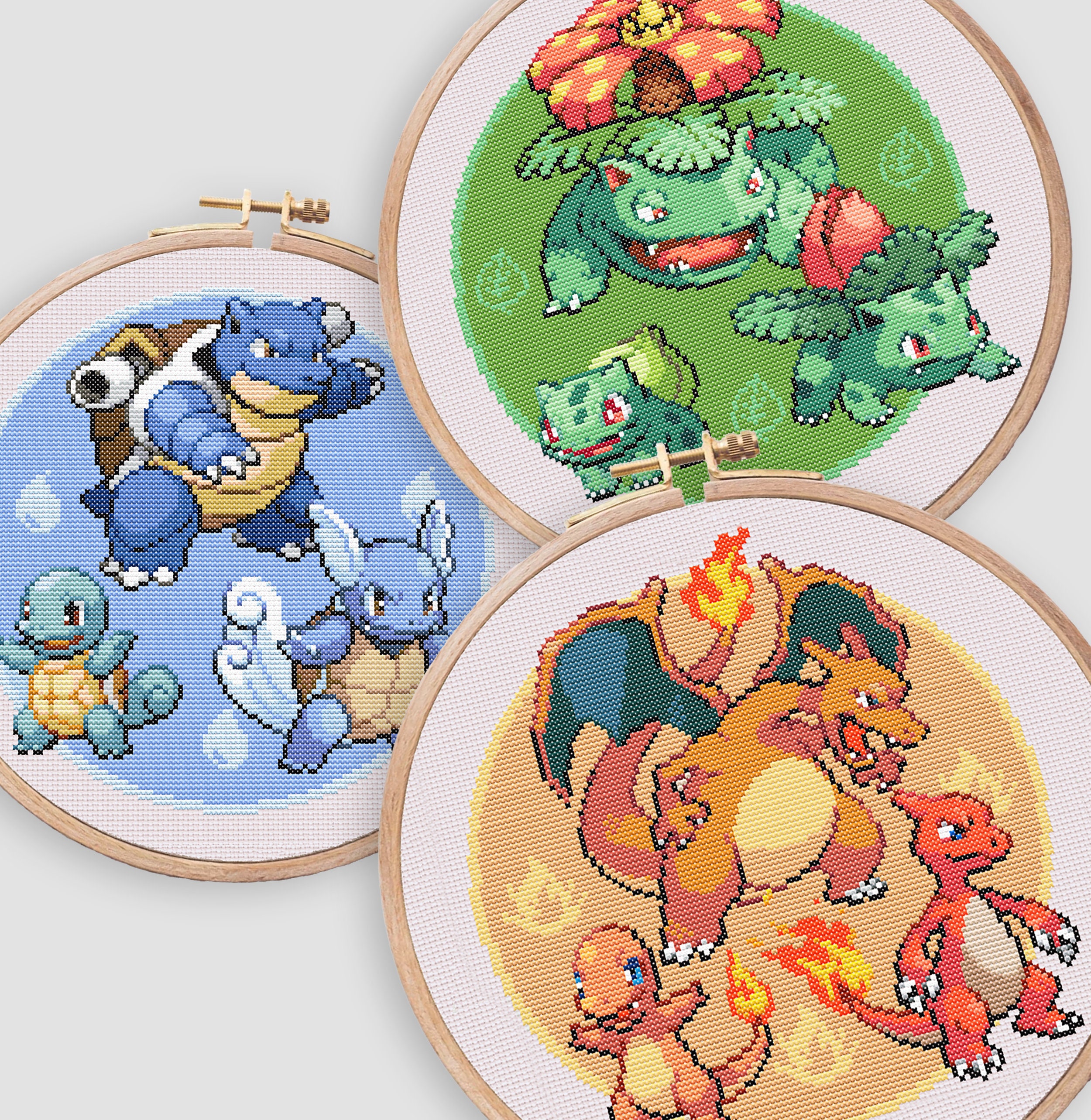 Pokémon Starters Generation 1 Evo Line | 3in1 Cross Stitch Pattern Pack ...