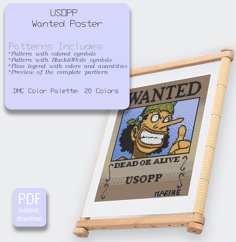 One Piece/ Usopp Cross Stitch Pattern - PDF - Etsy