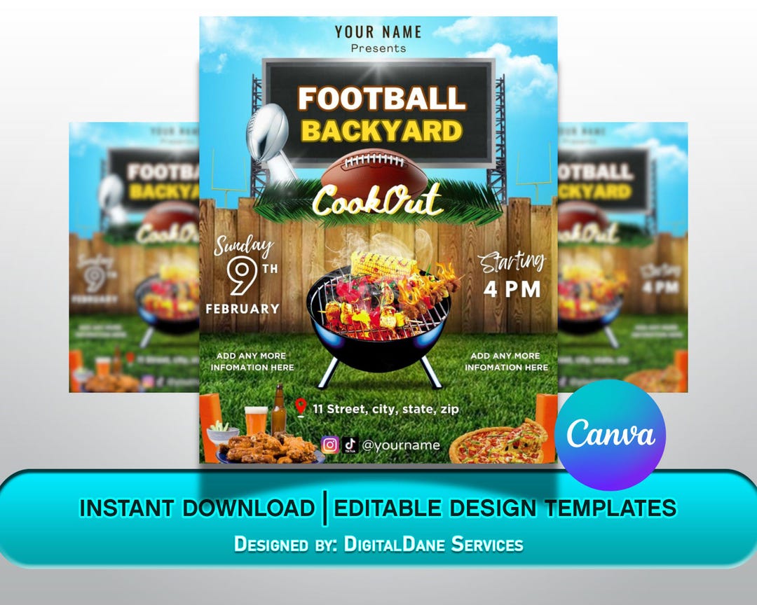 Football Backyard Cookout Flyer / the Big Game Cookout Flyer / DIY ...