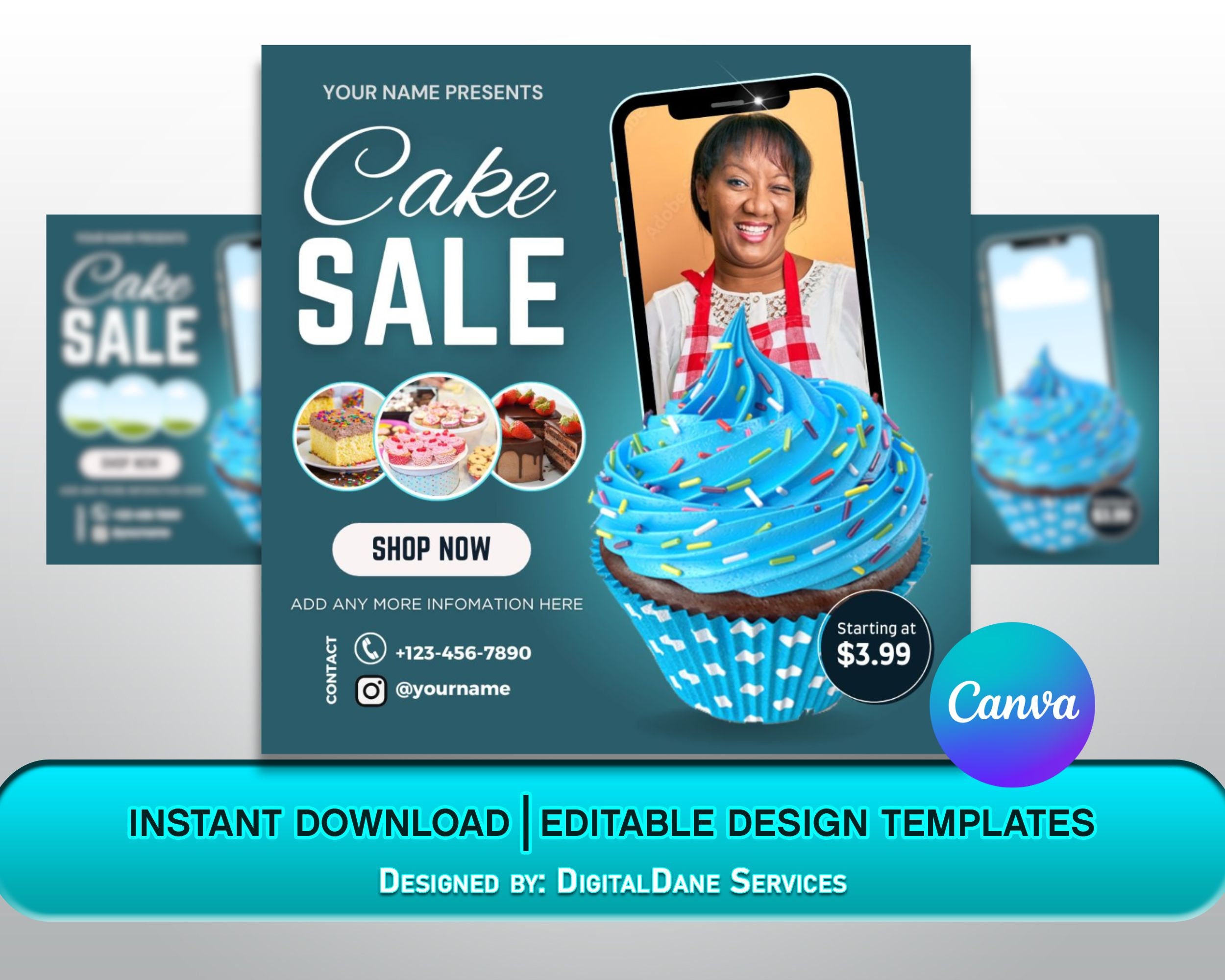 Cake Sale Flyer / DIY Editable Canva Design Template / Cake Bakery AD ...
