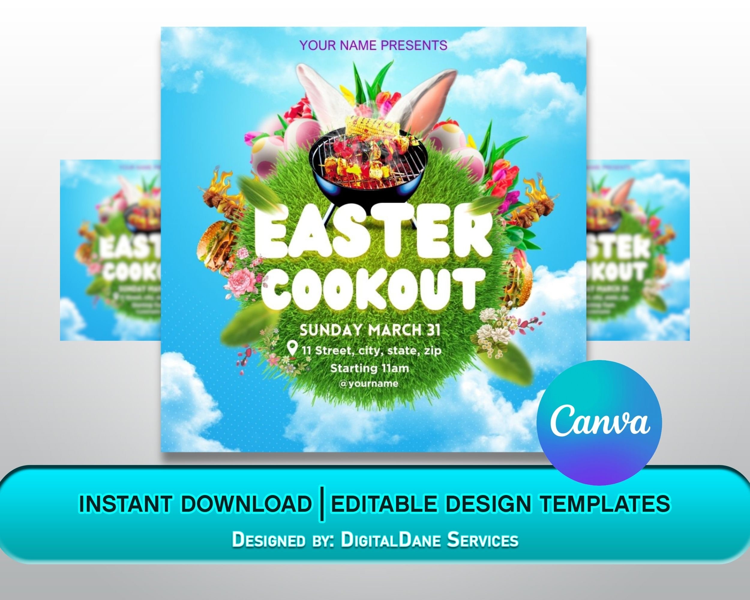 Easter Cookout Flyer / DIY Easter Cookout Canva Editable Design ...