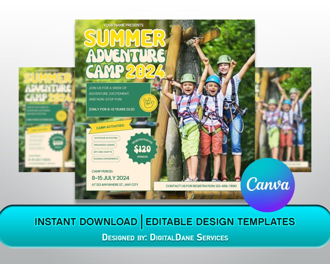 Summer Adventure Camp Flyer / Kids Summer Camp / DIY Children Summer ...