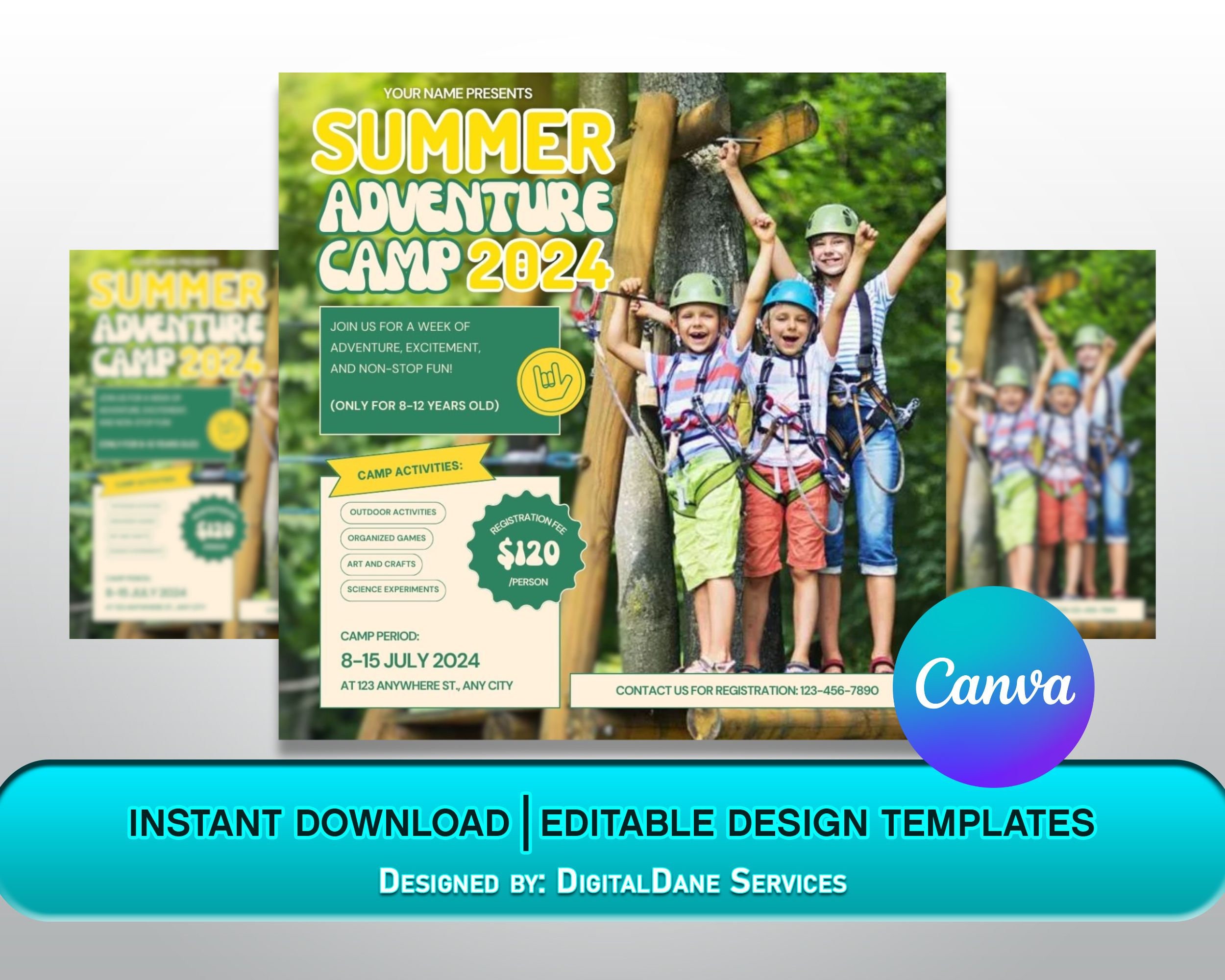 Summer Adventure Camp Flyer / Kids Summer Camp / DIY Children Summer ...
