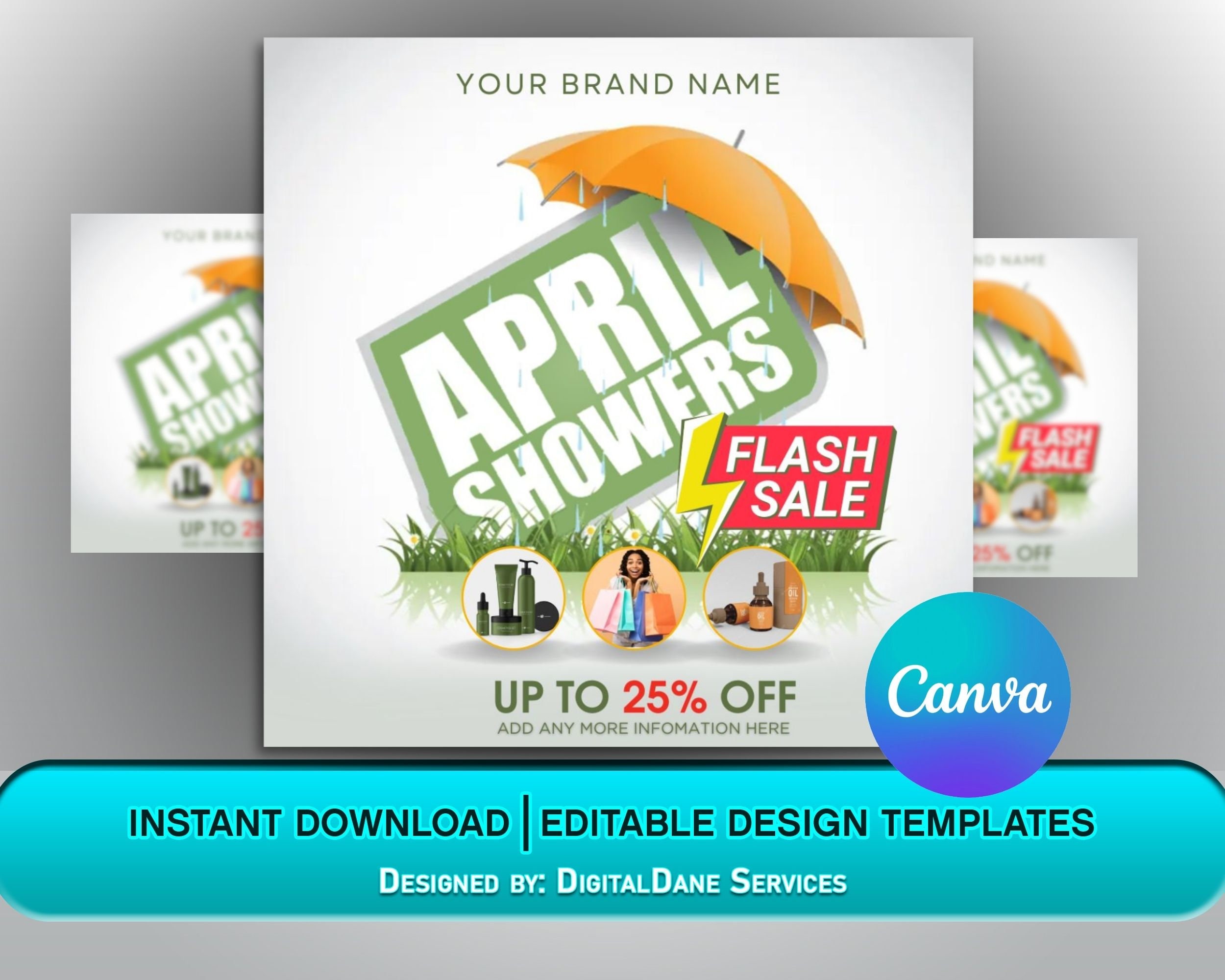 April Showers Flash Sale Flyer / April Sale Ad / Discount Product or ...