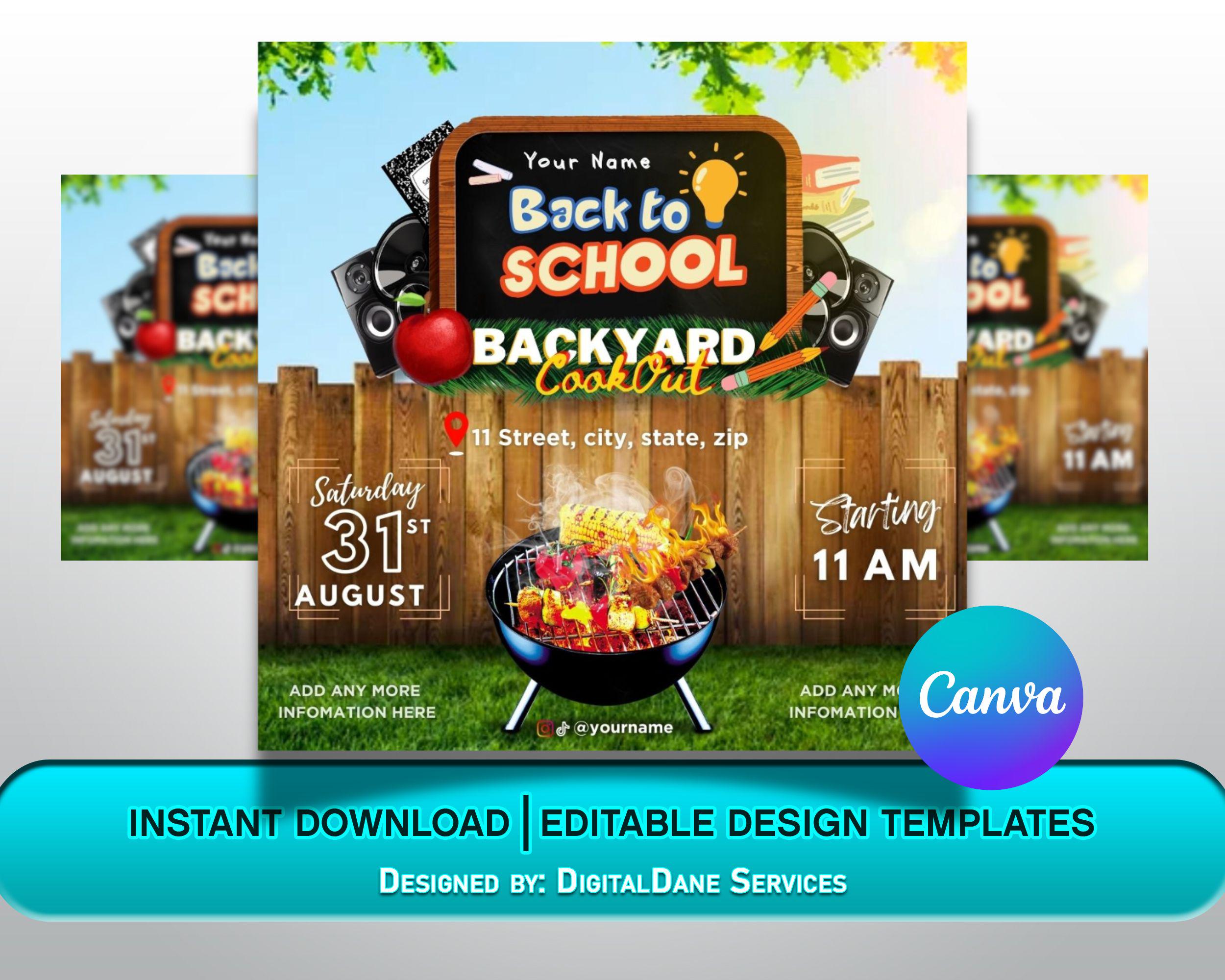 Back to School Backyard Cookout Flyer / Cookout Flyer / End of Summer ...