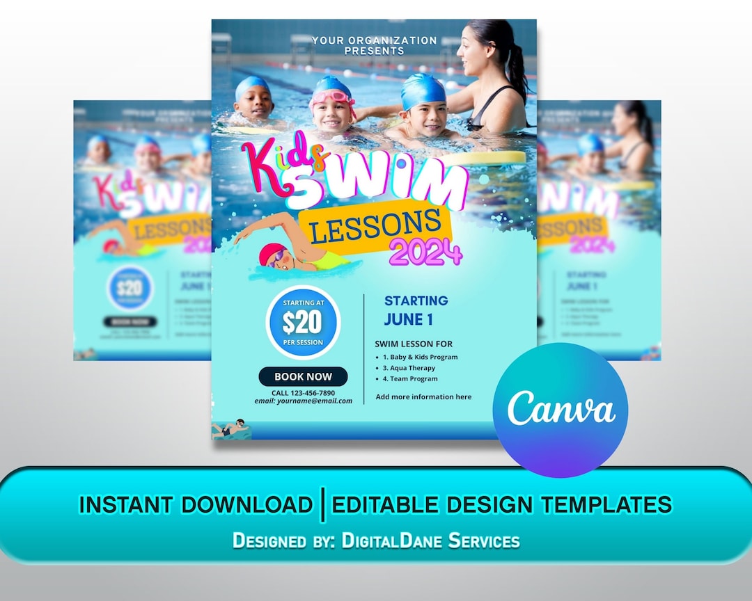 Kids Swim Lessons Flyer / Summer Swimming Lessons Ad / Printable 8.5 X ...