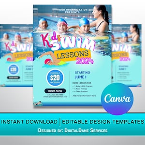Kids Swim Lessons Flyer / Summer Swimming Lessons Ad / Printable 8.5 X ...
