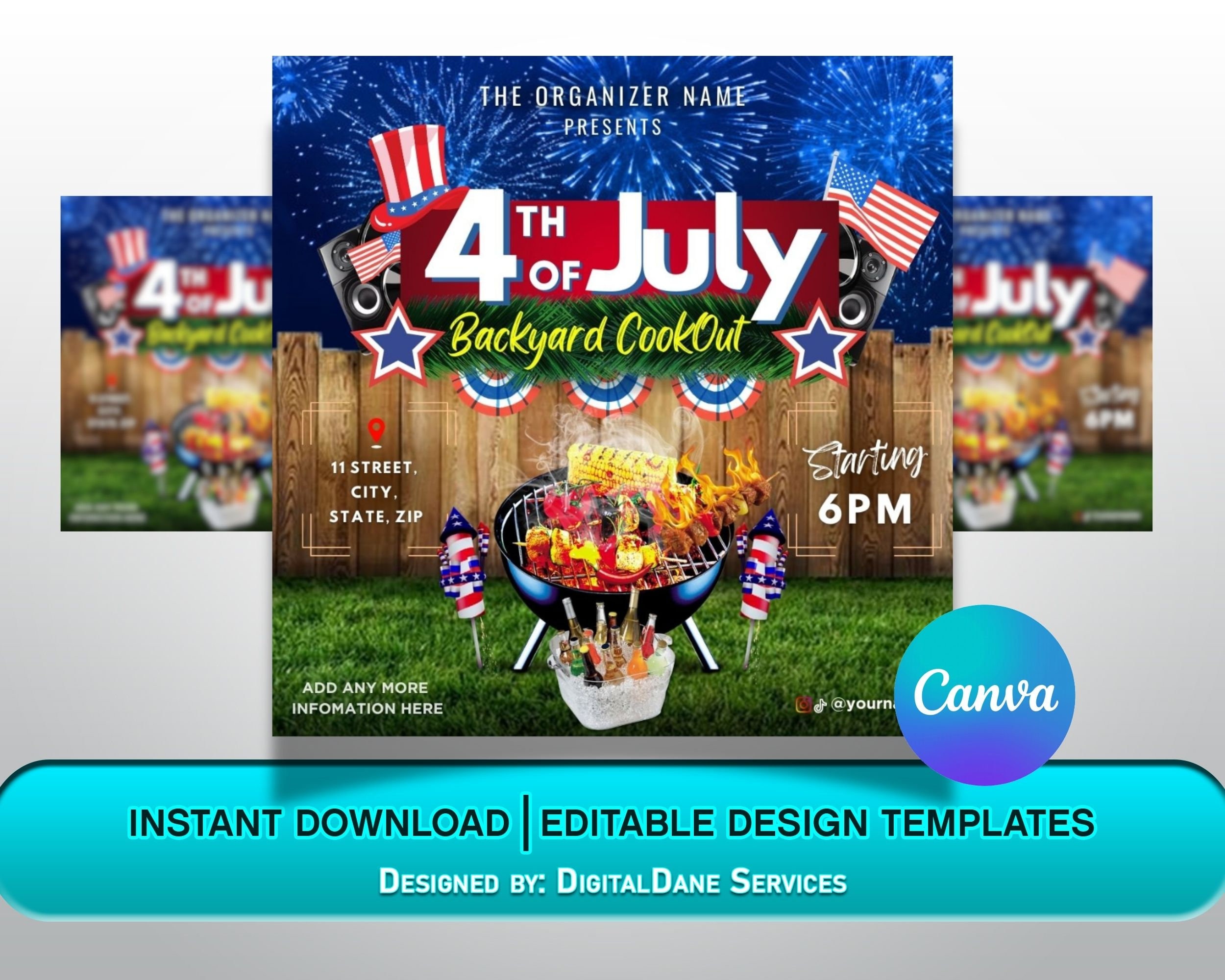 4th of July Cookout Flyer: DIY Canva Template (digital Download) - Etsy