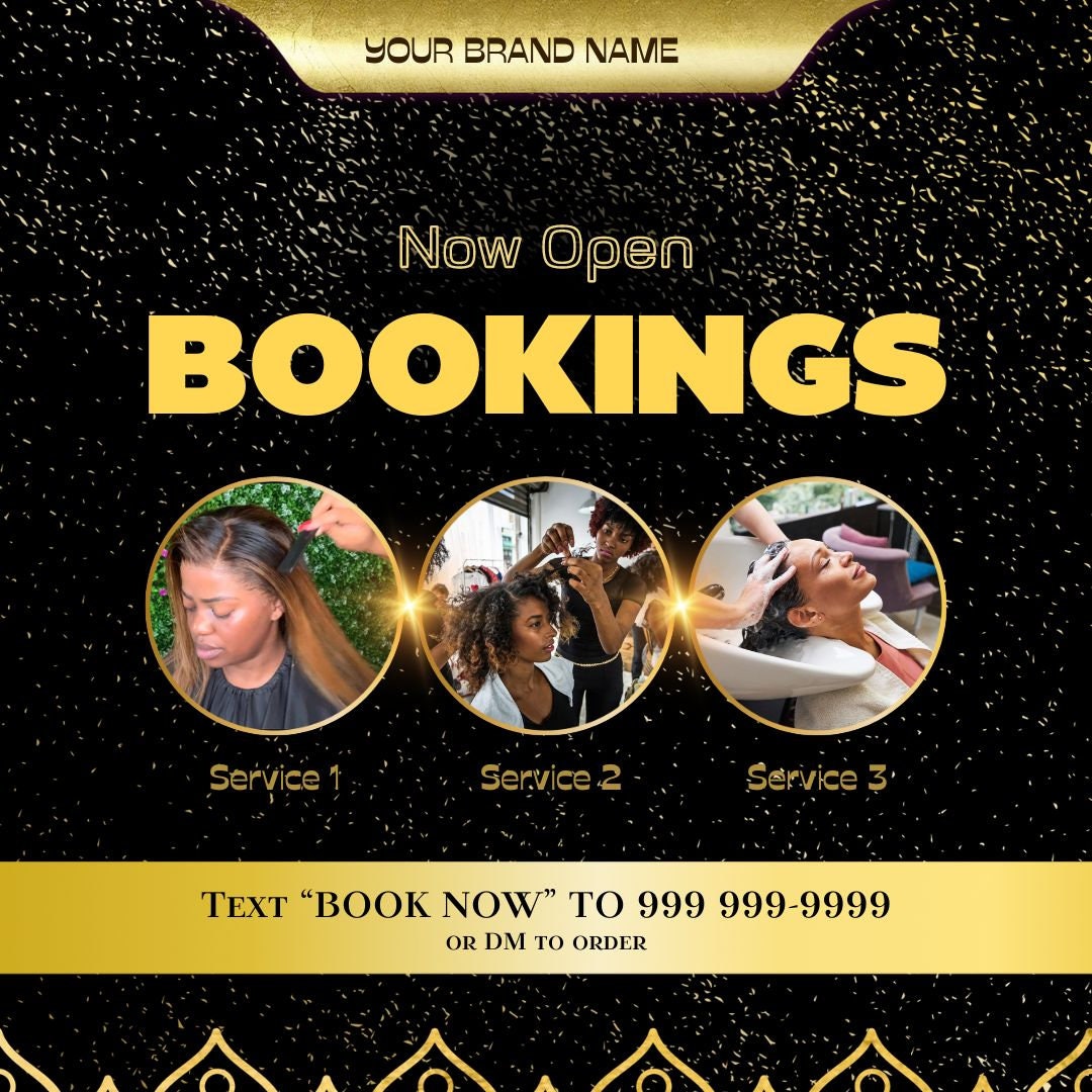 Now Open BOOKINGS Flyer / BOOKINGS Ad / DIY Editable Canva Flyer Design ...