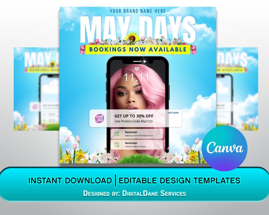 May Days Flyer / Booking Available Flyer / DIY Canva Editable Template ...