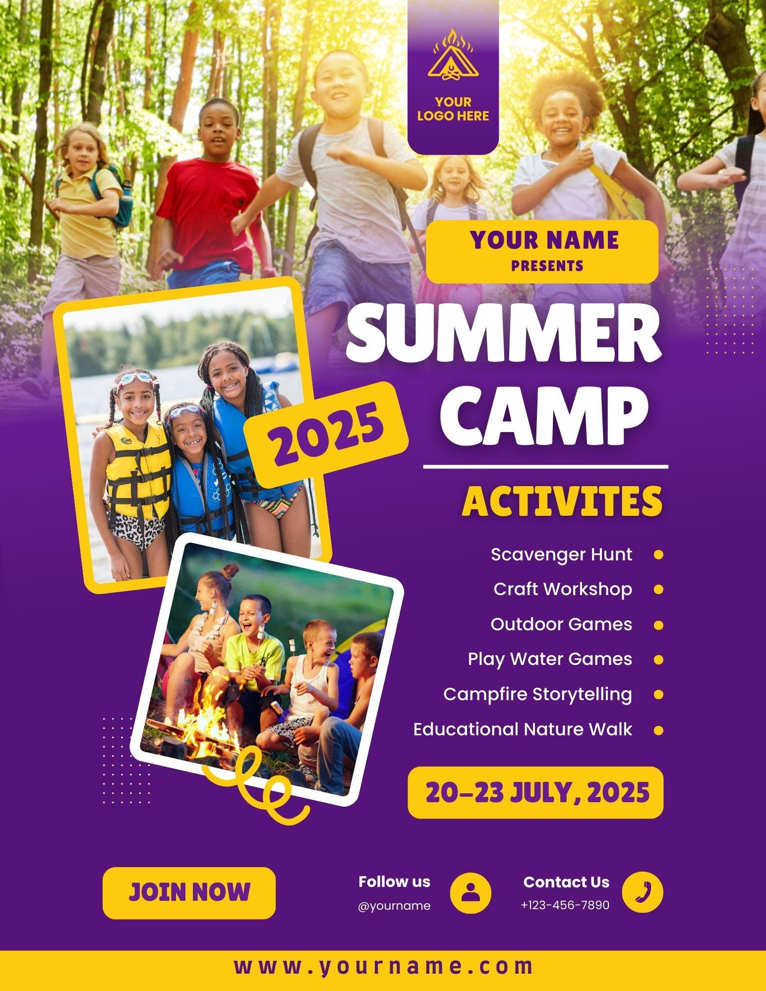 Summer Camp 2025 Flyer / Sleep Away Camp Poster / DIY Canva Editable ...