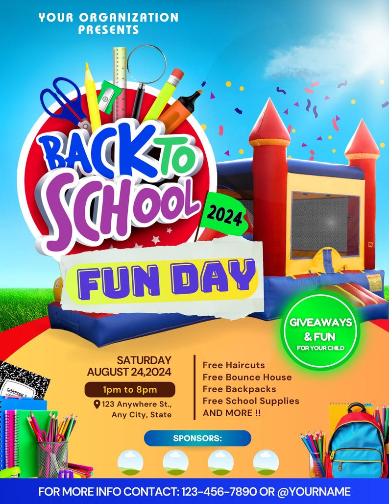 Back to School Fun Day Flyer / Fun Day Design / DIY Canva Editable ...