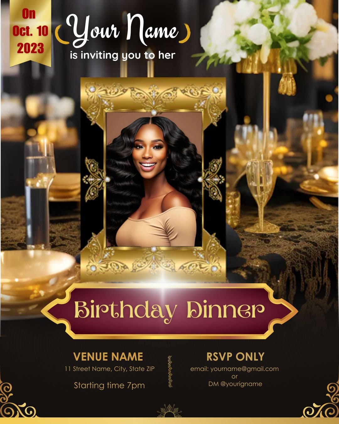 Birthday Dinner Invitation Flyer / Birthday Invitation / Editable ...