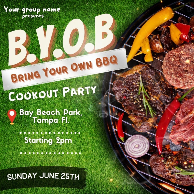 BYOB BBQ Party Flyer: Editable Cookout Invitation (digital Download) - Etsy