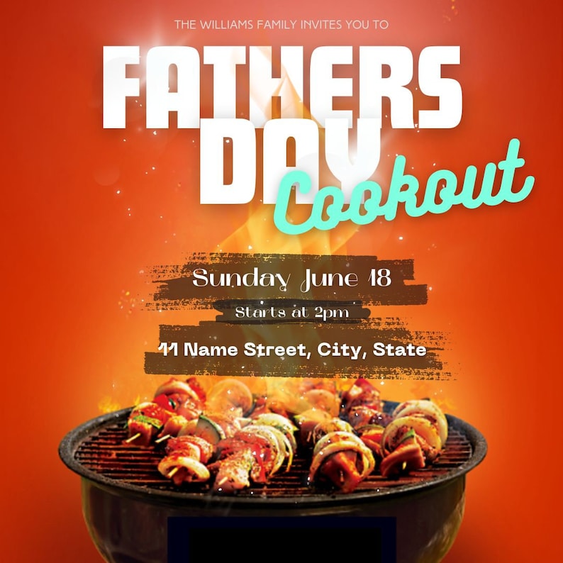 Fathers Day Cookout Flyer, DIY Flyer, Cookout Flyer, Party Flyer, Canva ...