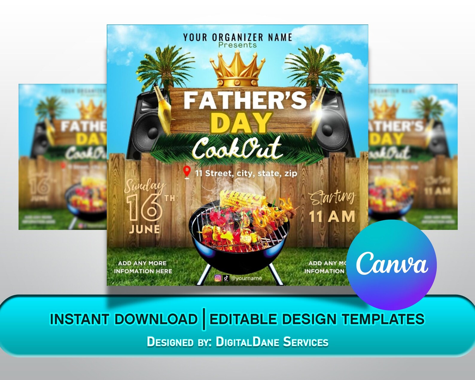 Father's Day Cookout Flyer / BBQ Cookout Design / DIY Fathers Day ...