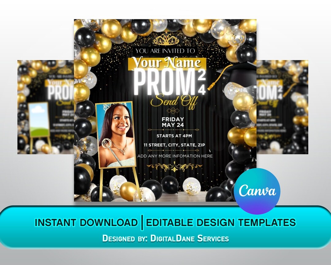 Prom Send off Flyer / DIY Prom Flyer / Balloon Garland Design Flyer ...
