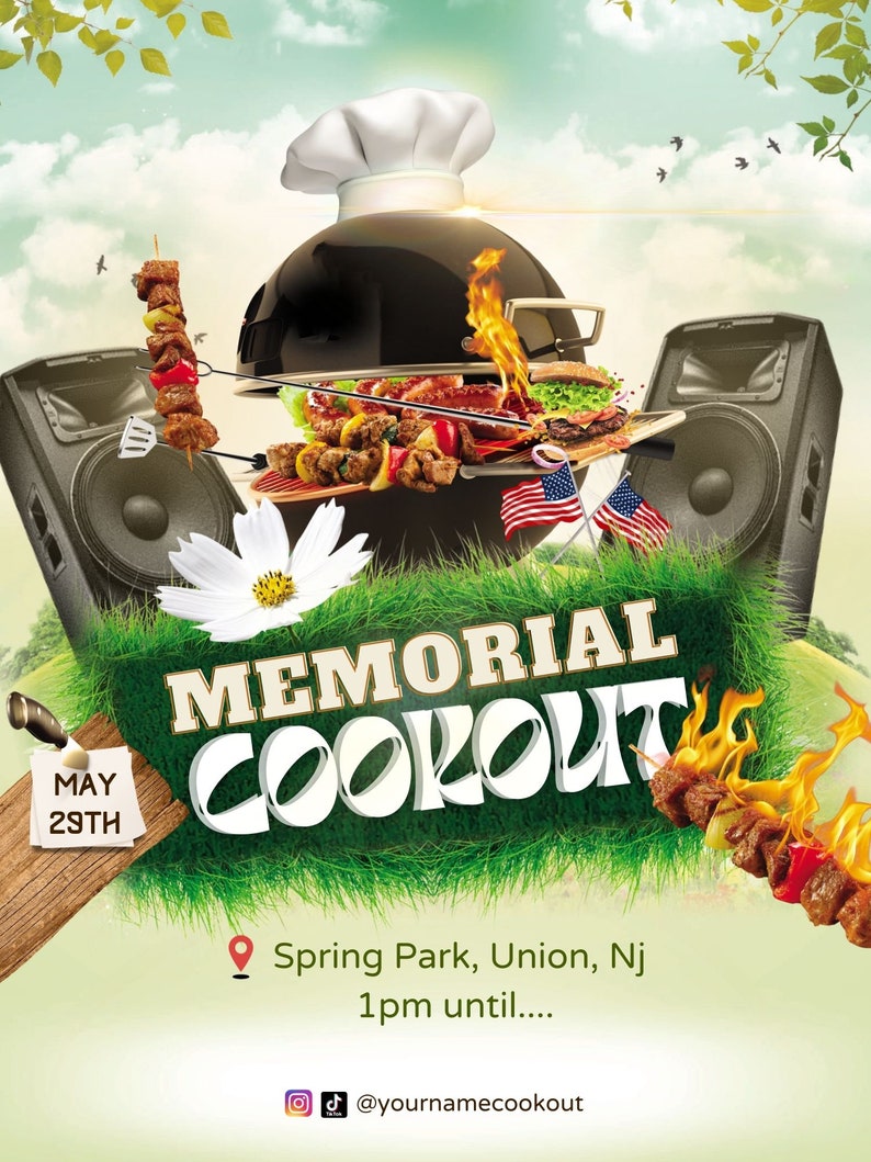 Memorial Cookout Flyer, Editable Cookout Flyer, Cookout Invitation ...