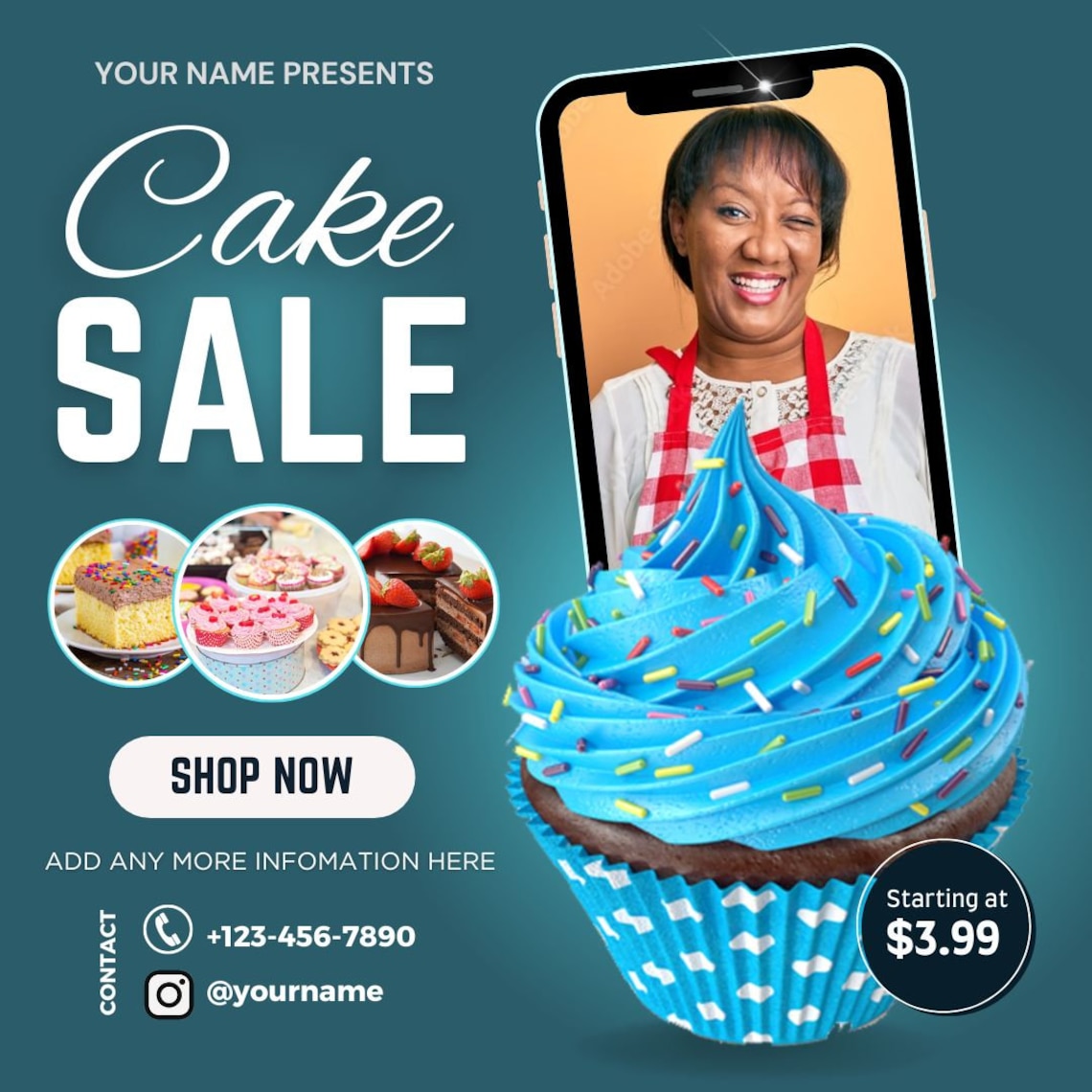Cake Sale Flyer / DIY Editable Canva Design Template / Cake Bakery AD ...