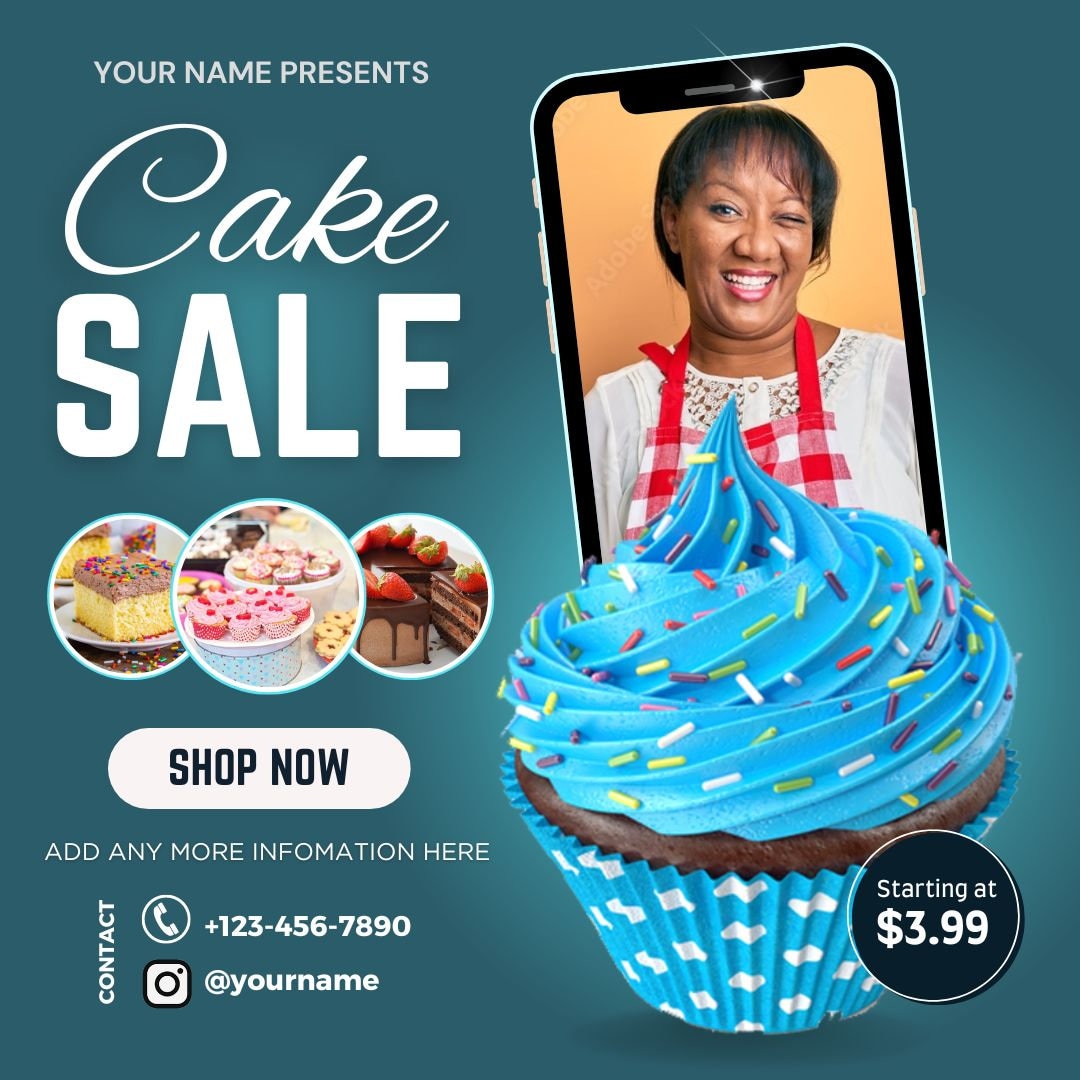 Cake Sale Flyer / DIY Editable Canva Design Template / Cake Bakery AD ...