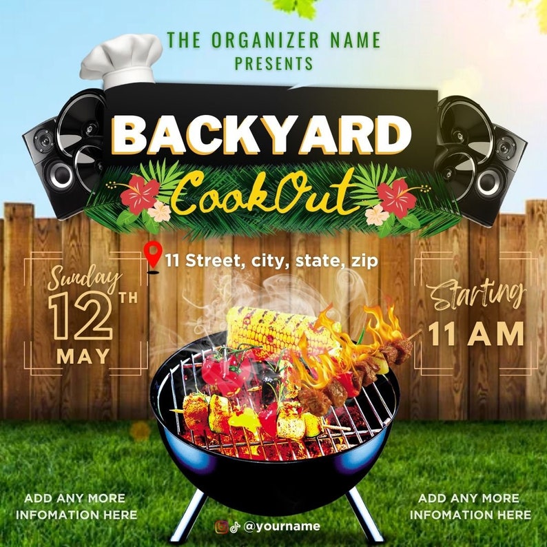 Backyard Cookout Flyer / BBQ Flyer / Summer Cookout Flyer / DIY Canva ...