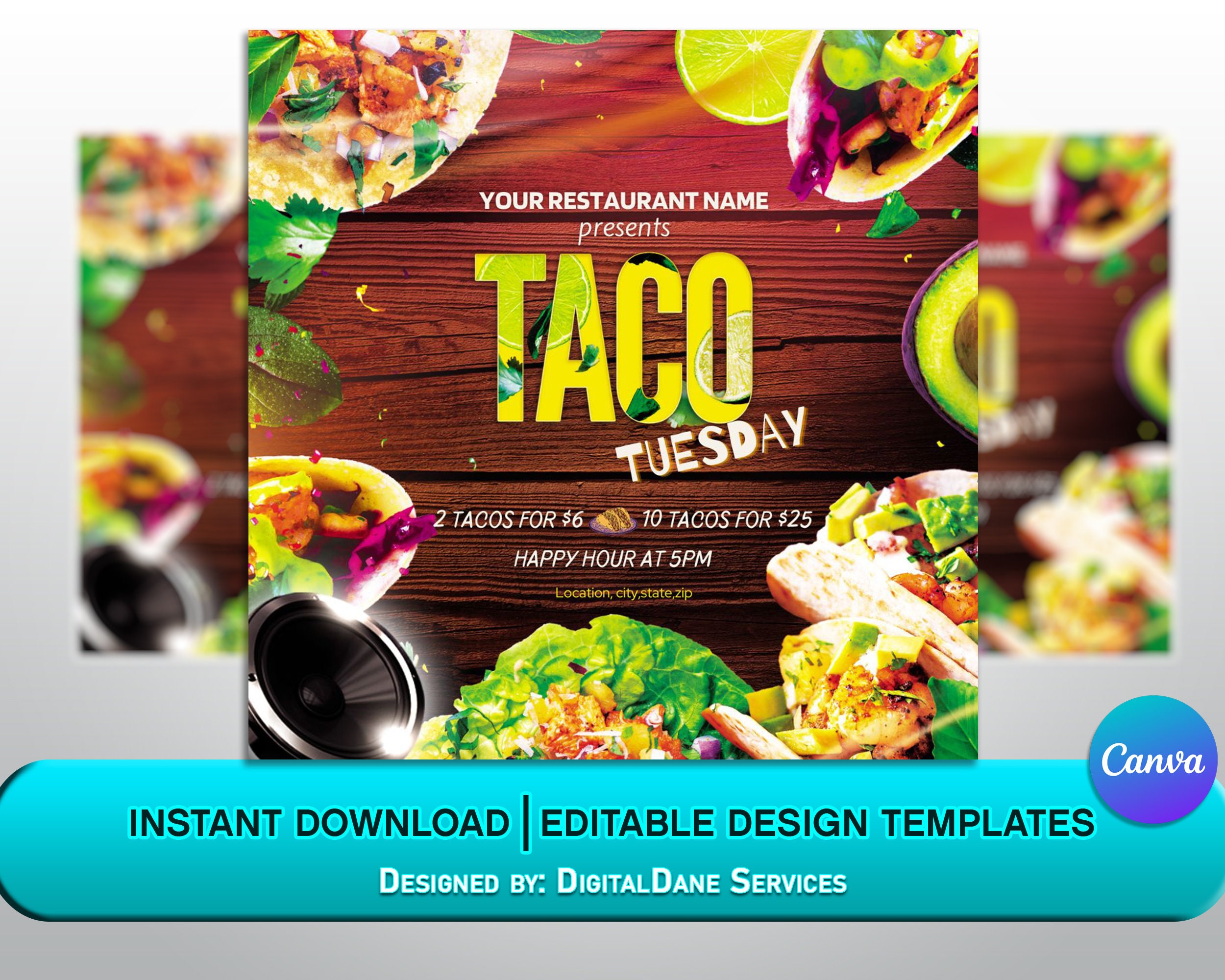 Taco Tuesday Flyer, Editable Taco Tuesday Flyer, Food Business Flyer ...
