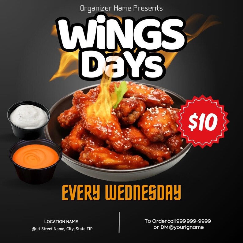 Wings Day Flyer / Chicken Wings Advertisement Flyer / Buffalo Wings ...