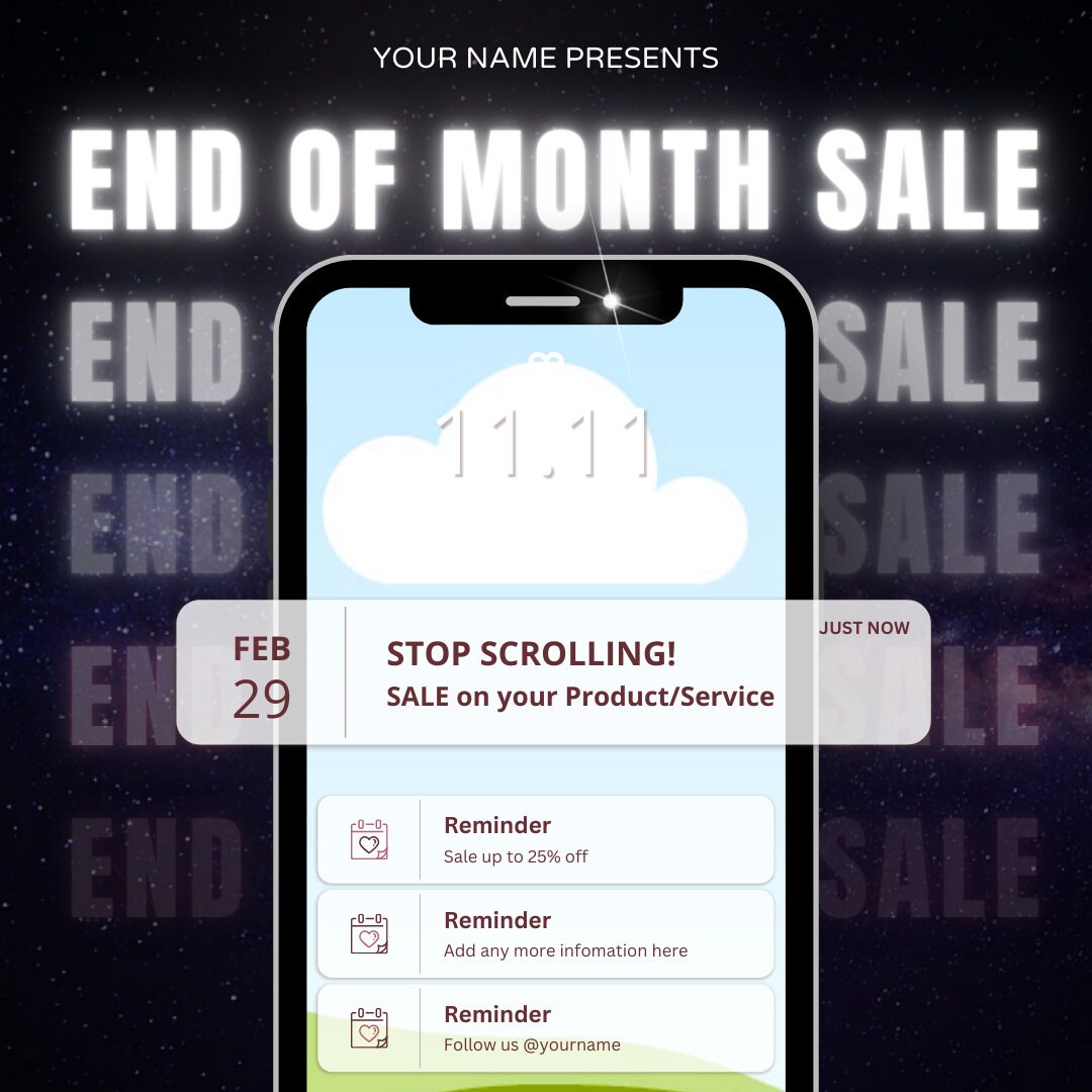 End of Month SALE Flyer / DIY Canva Editable Design Template / Business ...