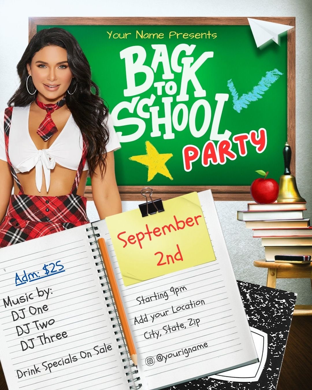 Back to School Party Flyer / Back to School Promo Flyer / Editable ...