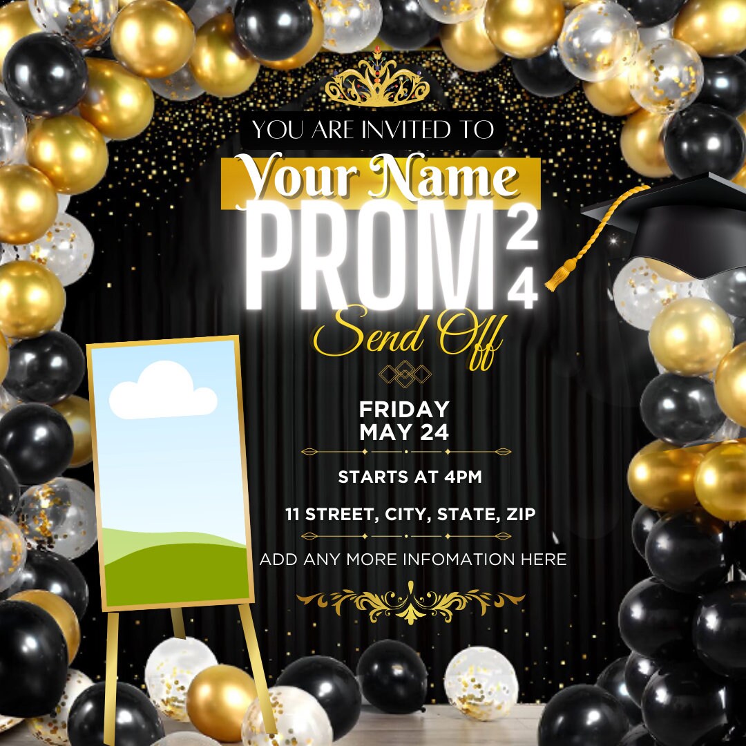 Prom Send off Flyer / DIY Prom Flyer / Balloon Garland Design Flyer ...