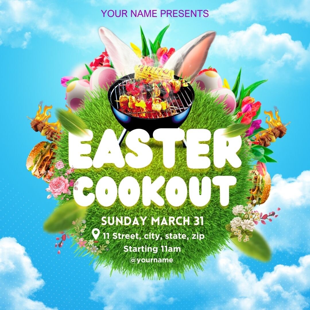 Easter Cookout Flyer / DIY Easter Cookout Canva Editable Design ...