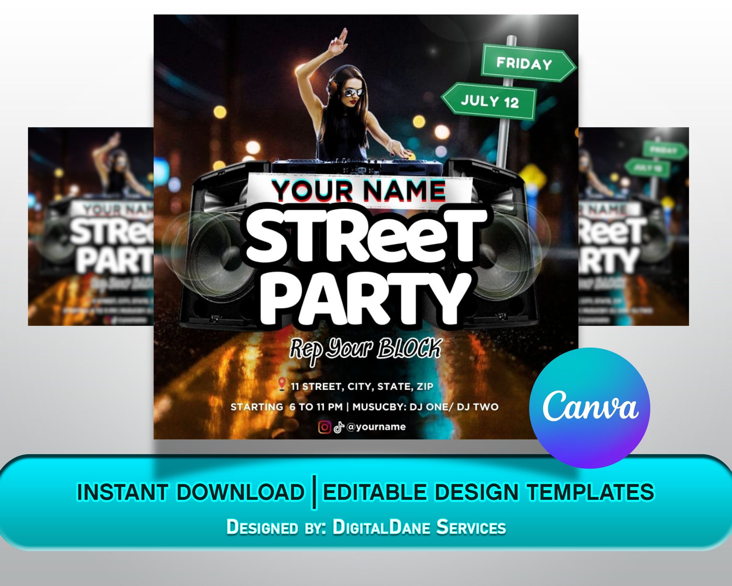 Street Party Flyer / Block Party Flyer / DIY Editable Canva Design ...