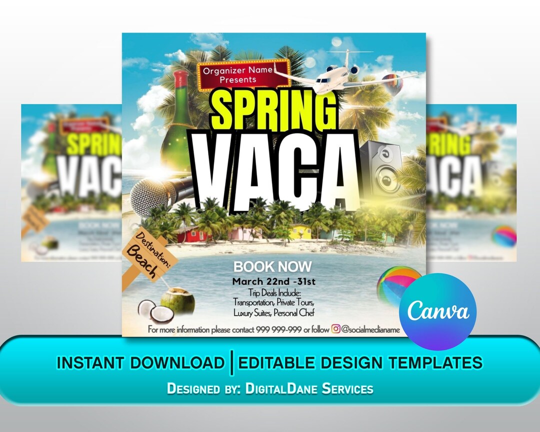 Spring Vaca Flyer / Travel Flyer / Vacation Flyer / Spring Break Flyer ...