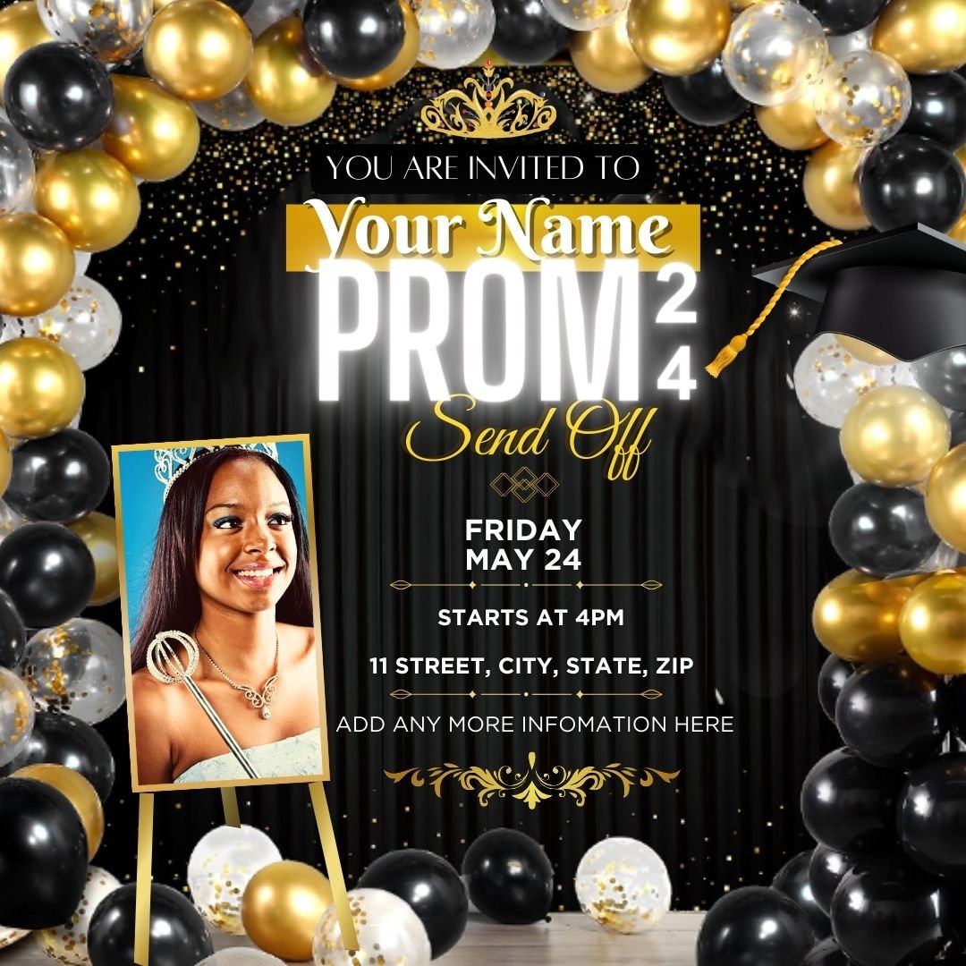 Prom Send off Flyer / DIY Prom Flyer / Balloon Garland Design Flyer ...