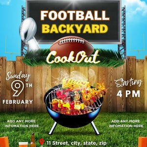 Football Cookout Flyer: DIY Editable Canva Template (1080x1350px) - Etsy