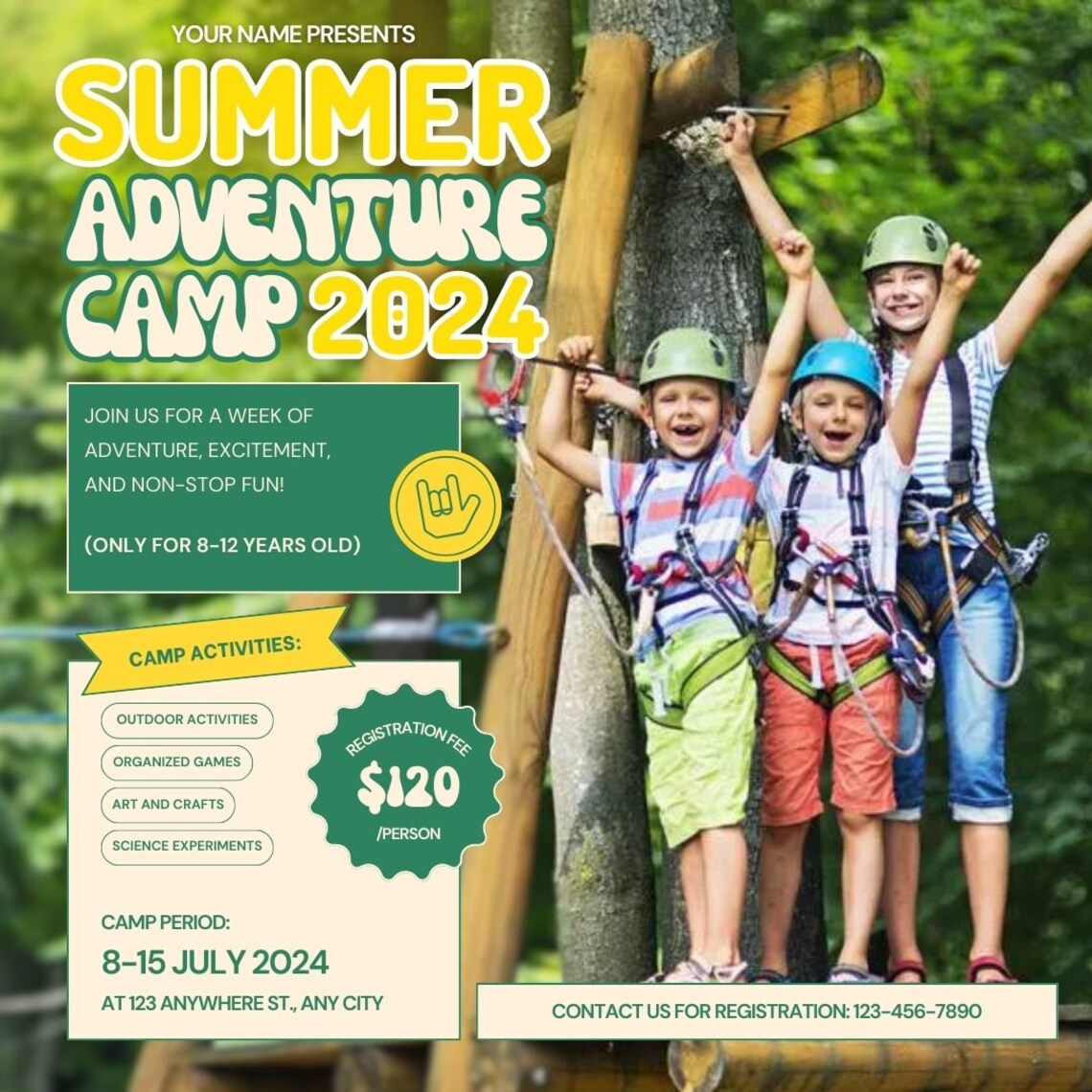 Summer Adventure Camp Flyer / Kids Summer Camp / DIY Children Summer ...